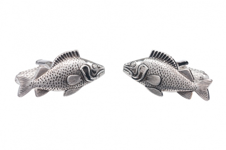 Silver Colour Fish Cufflinks - Gents Shop